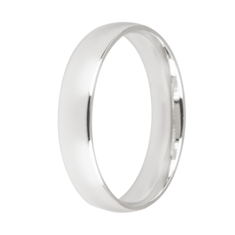 Anillo de boda en media caña, elaborado en oro blanco de 14k de 4mm 63 ...